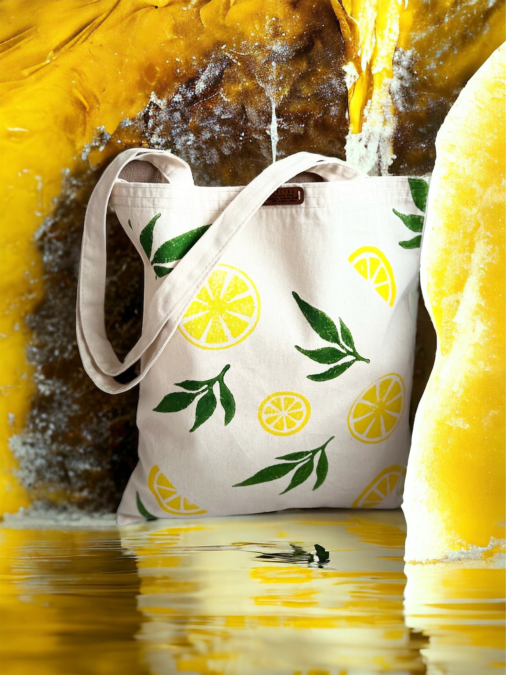 Lemon Print Cotton Tote Bag – Gusseted Shopping Bag - Etsy