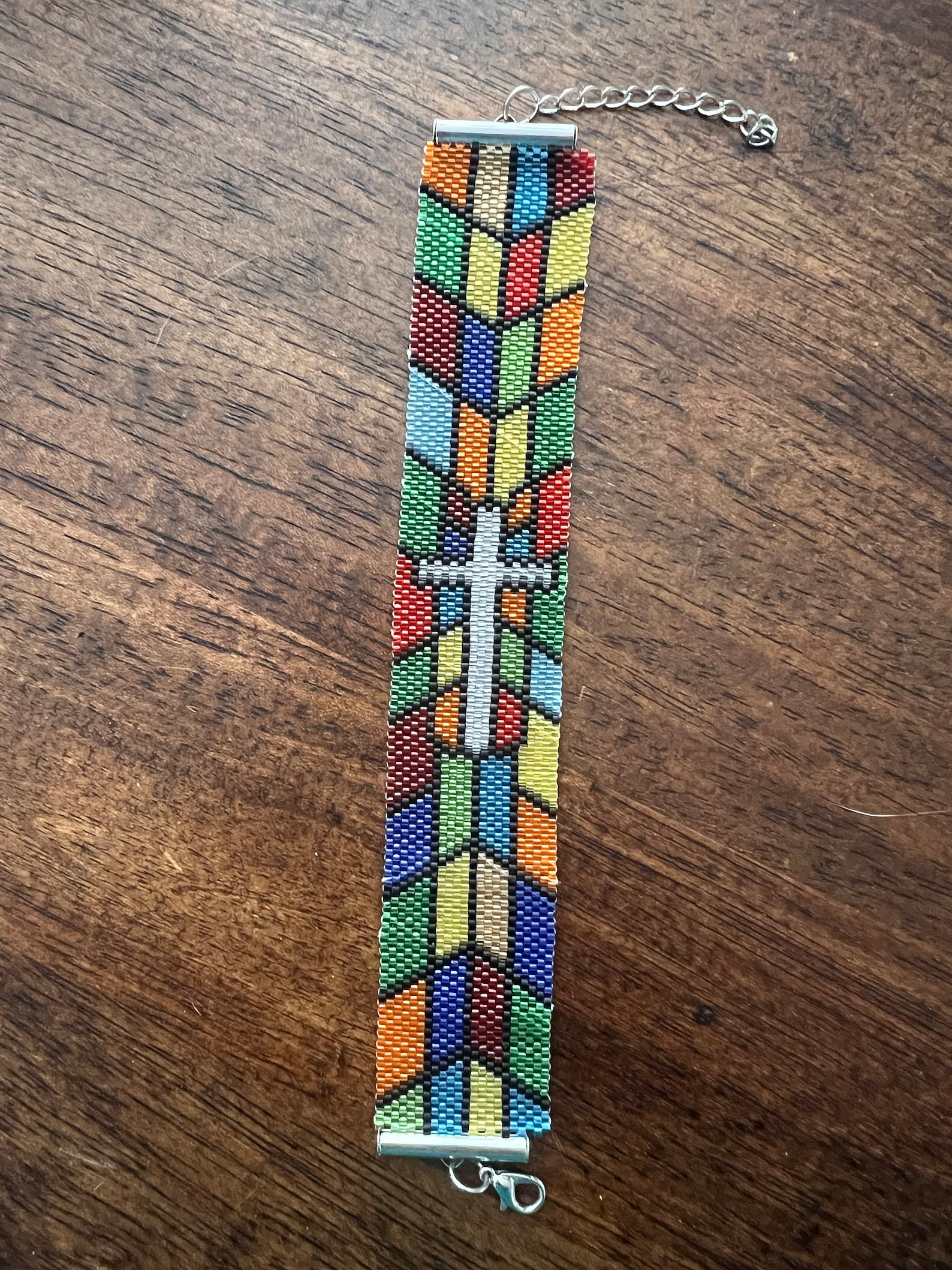 Even Count Peyote Stained Glass Cross - Etsy