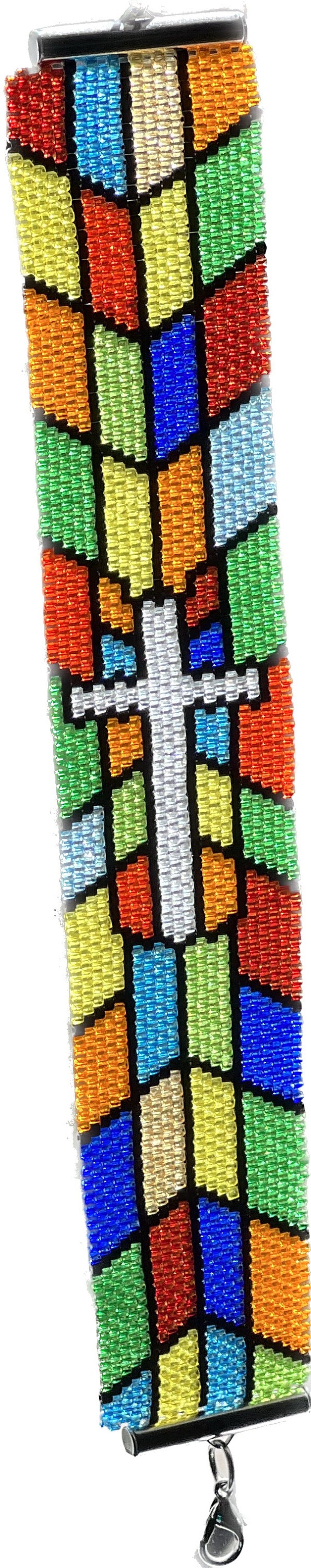 Even Count Peyote Stained Glass Cross - Etsy