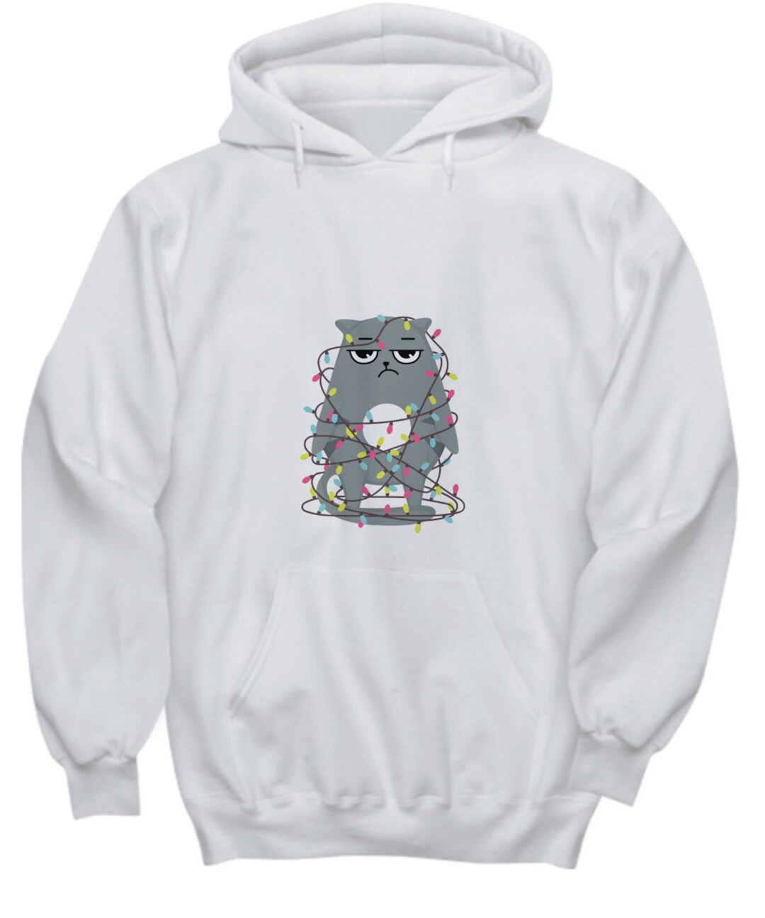 Christmas Hoodie Grumpy Christmas Light Cat Hoodie Christmas - Etsy