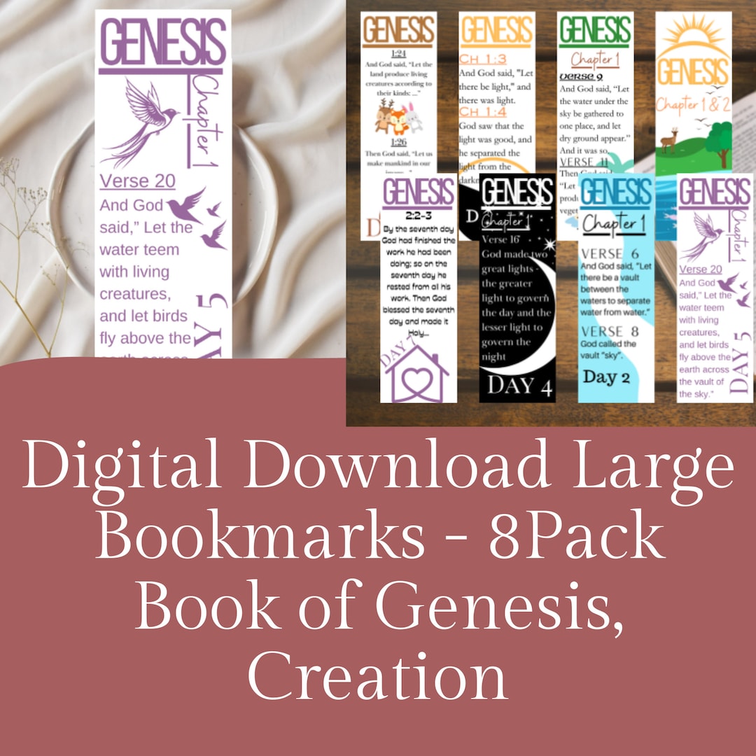 Genesis Chapters 1 & 2 Bookmarks - Digital Download - Christian - Jesus ...