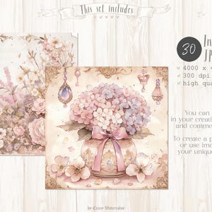 Shabby Chic Floral Clipart: Vintage Bouquet Images (digital Download ...