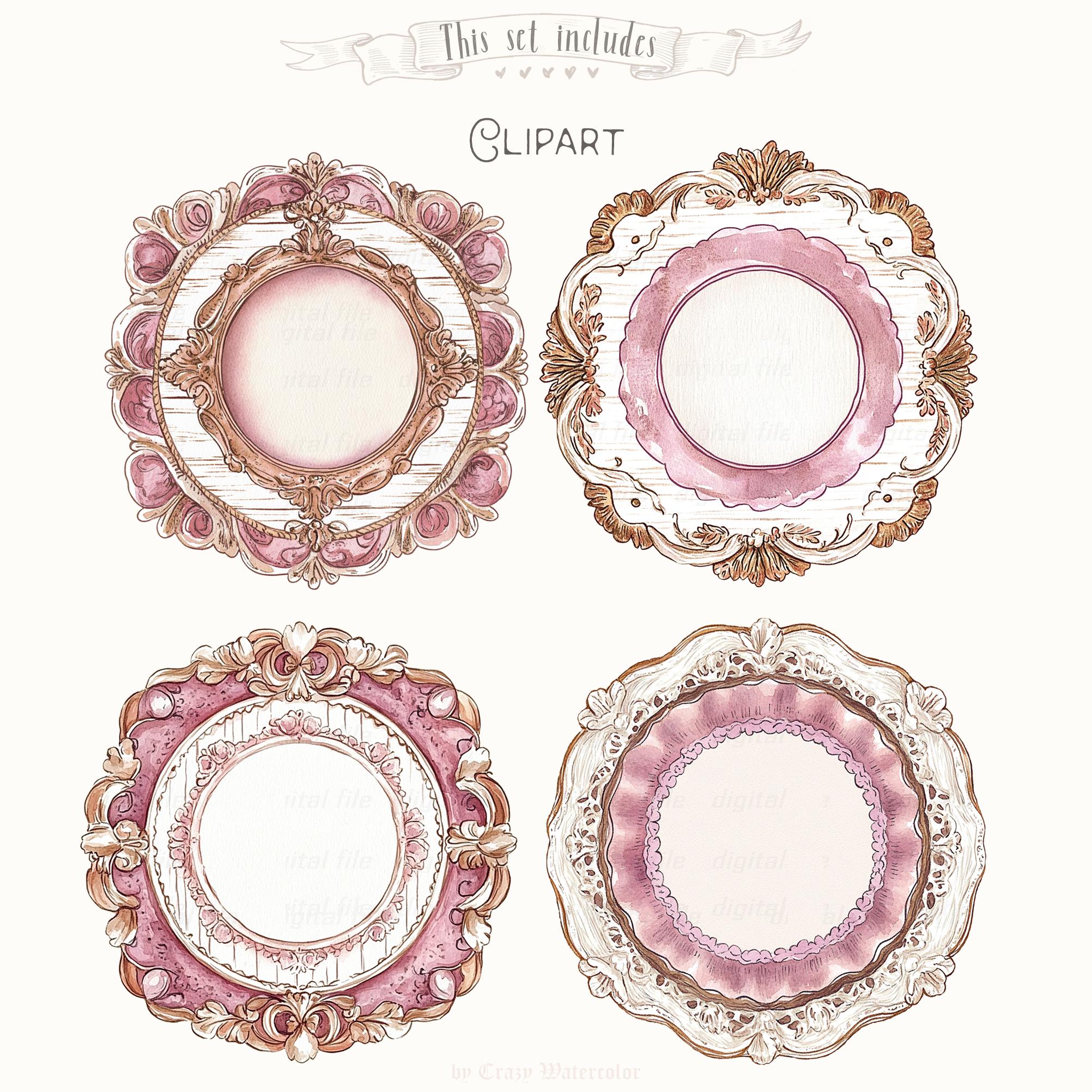 Shabby Chic Frames Clipart: Victorian Style, Pink Ephemera (digital ...