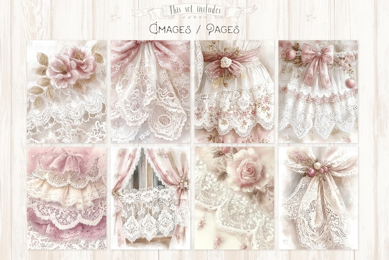 Romantic Lace Ephemera: Shabby Chic Scrapbook Paper (digital Download ...