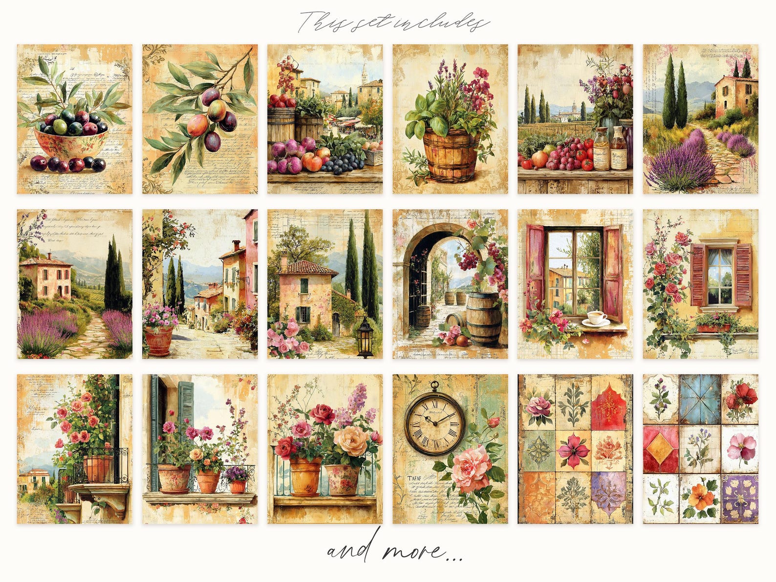 Tuscany Junk Journal Pages: Italian Ephemera, Wine & Cheese Clipart ...