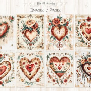 Watercolor Boho Heart Clipart: Tribal Valentine's Day Images (digital ...