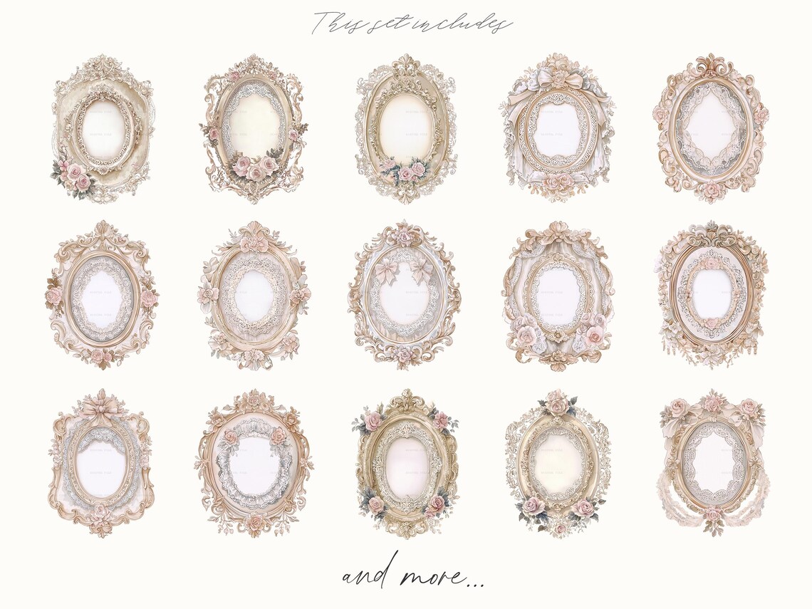 Cream Shabby Frames 50 Clipart: DIGITAL Victorian Borders, Rustic ...