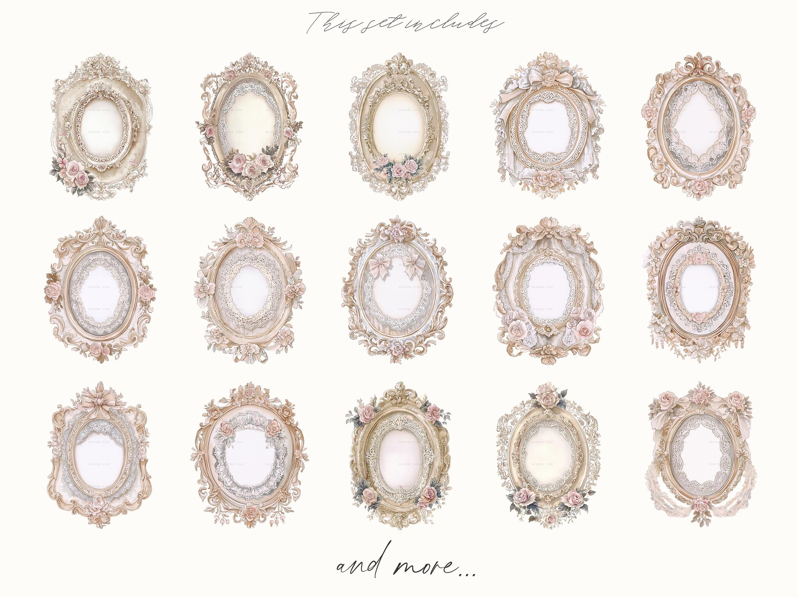 Cream Shabby Frames 50 Clipart: DIGITAL Victorian Borders, Rustic ...