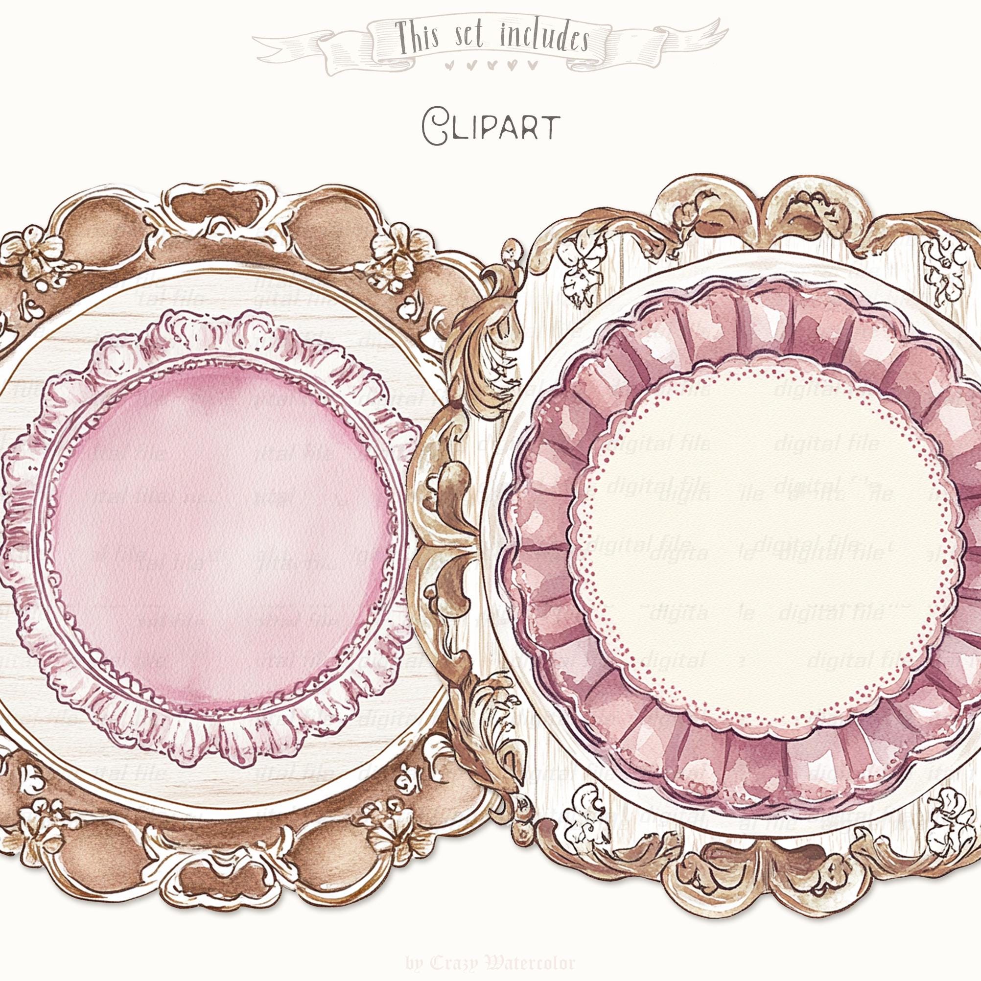 Shabby Chic Frames Clipart: Victorian Style, Pink Ephemera (digital ...