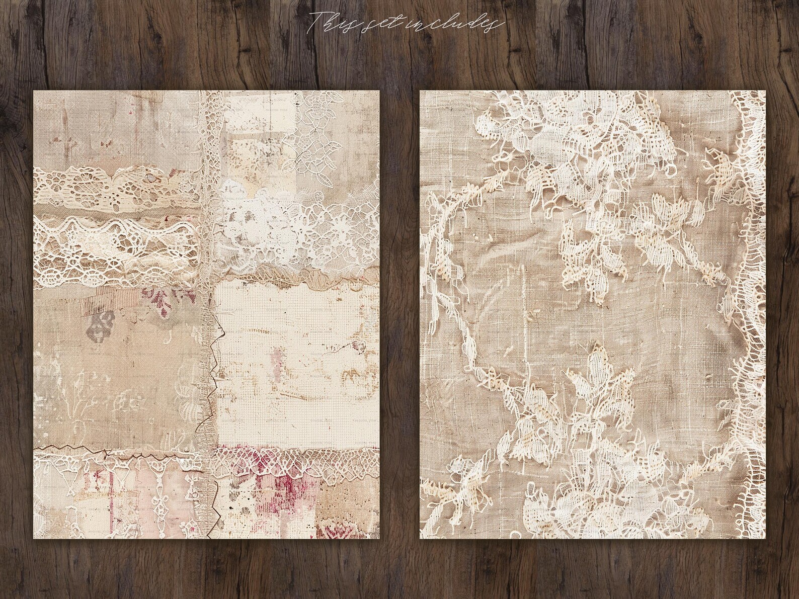 Shabby Chic Paper Textures: Vintage Fabric Backgrounds (digital ...
