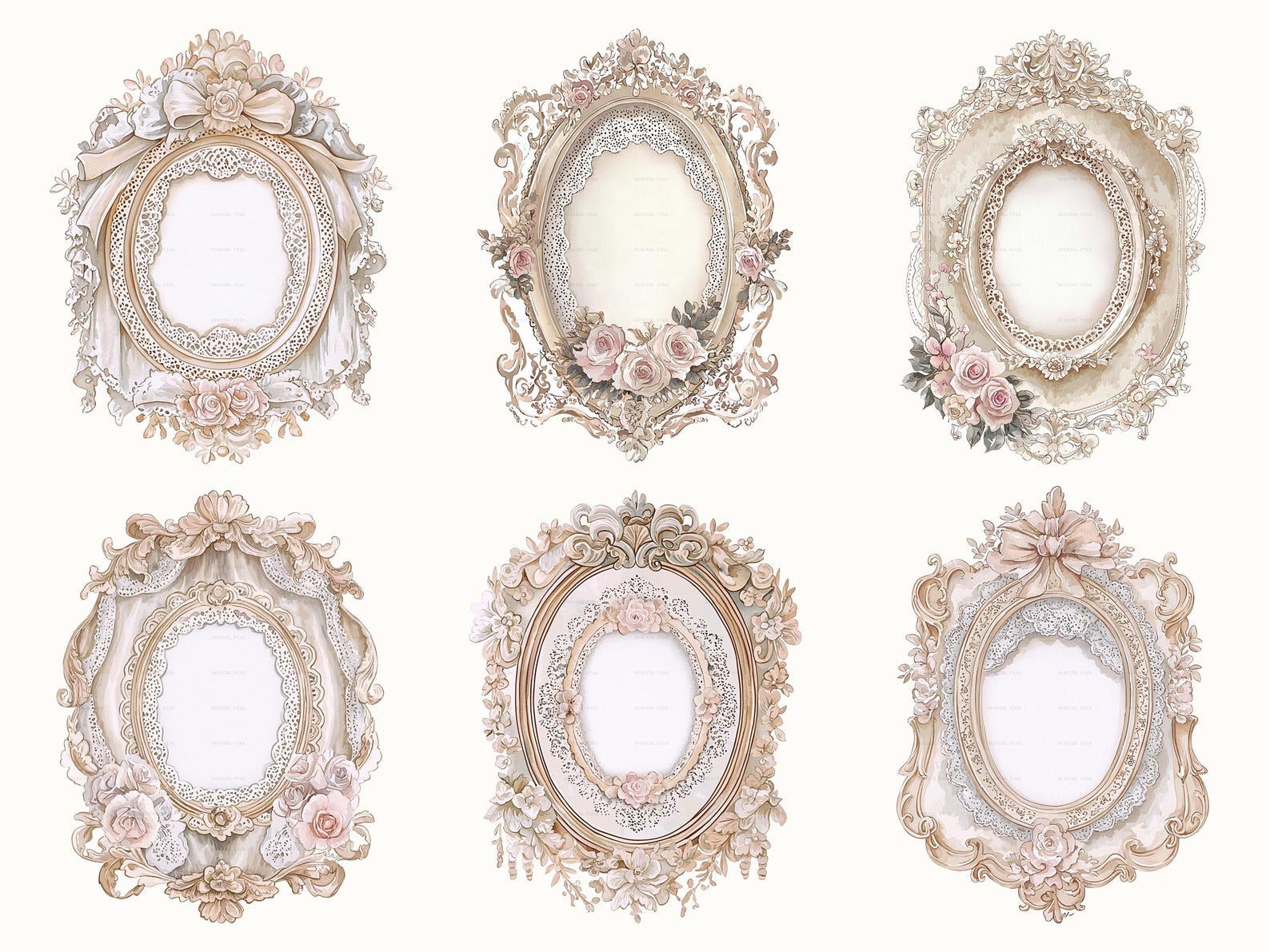 Cream Shabby Frames 50 Clipart: DIGITAL Victorian Borders, Rustic ...