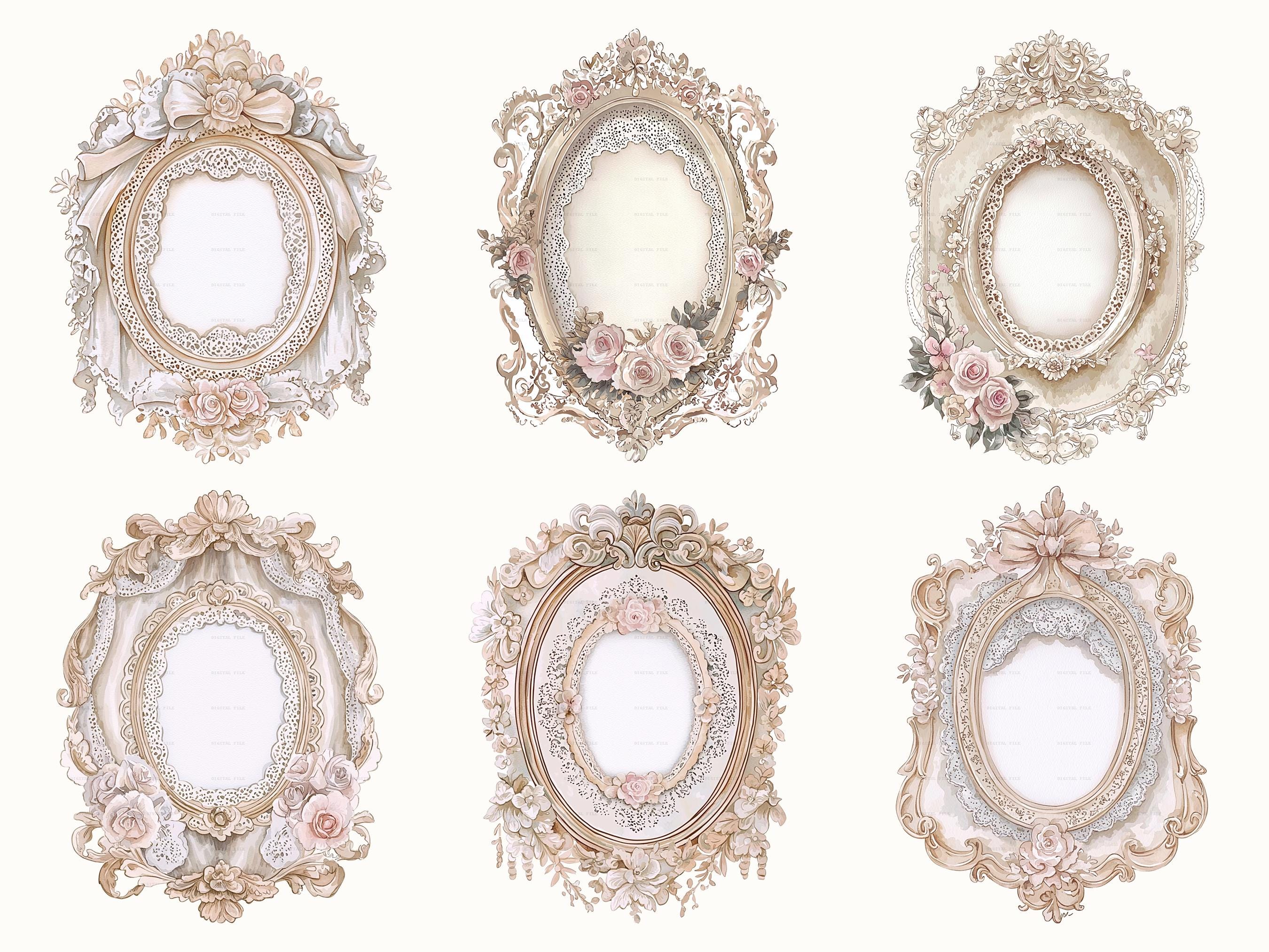 Cream Shabby Frames 50 Clipart: DIGITAL Victorian Borders, Rustic ...