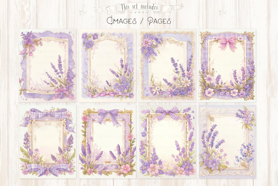 Lavender Notebook 50 Images: DIGITAL Planner Empty Pages, Invitations ...