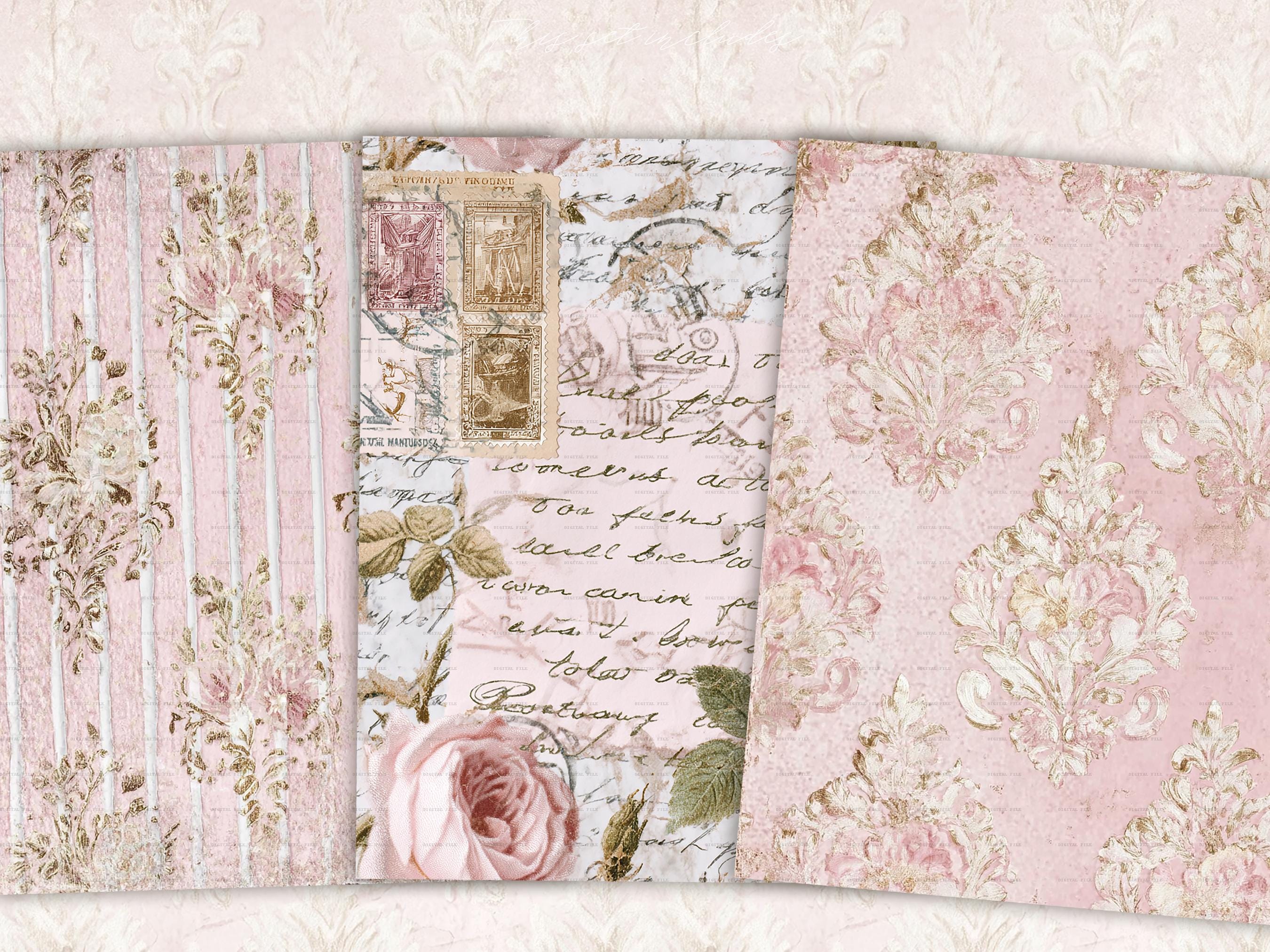 Shabby Chic Junk Journal Kit: Scrapbook Background, Digital Paper Pack ...