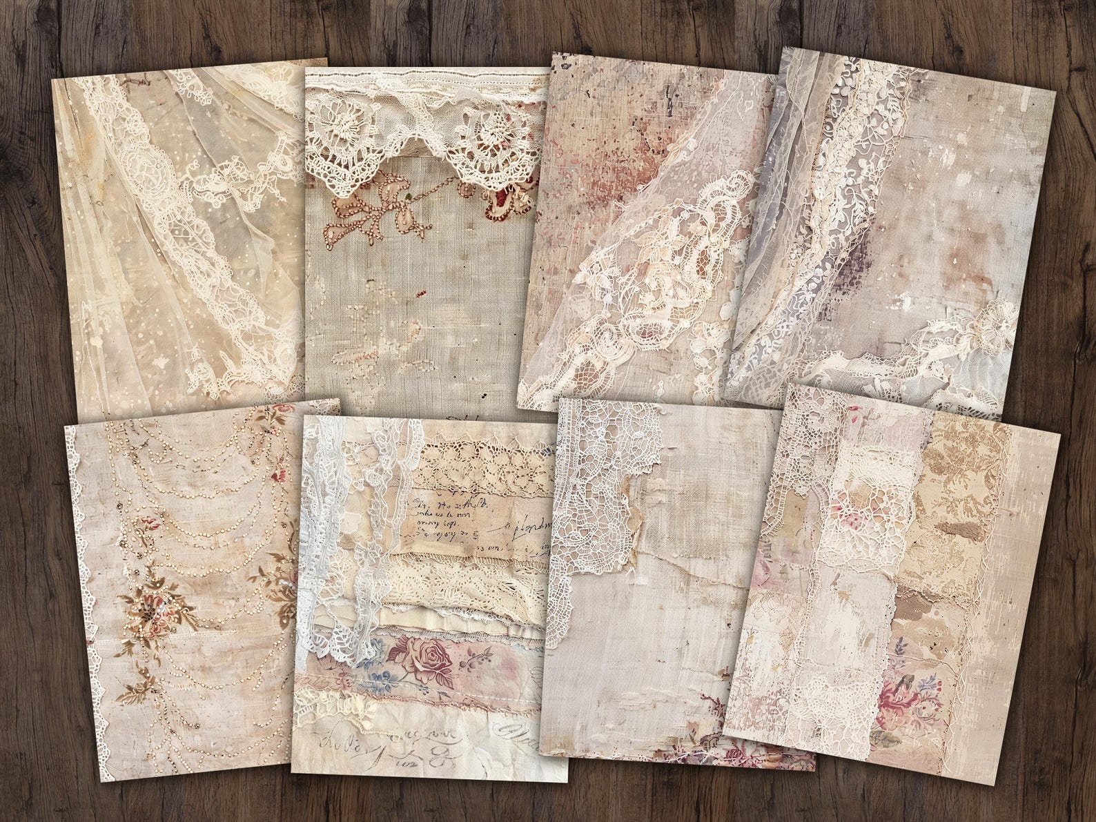 Shabby Chic Paper Textures: Vintage Fabric Backgrounds (digital ...