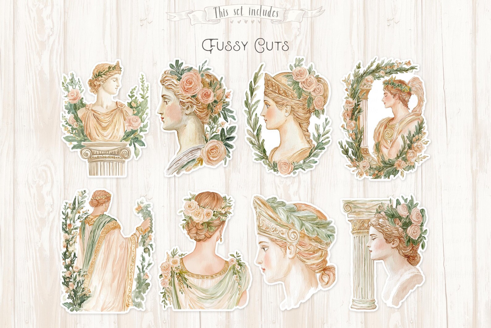 Watercolor Greek Mythology Stickers: Ancient Roman Ephemera (digital ...