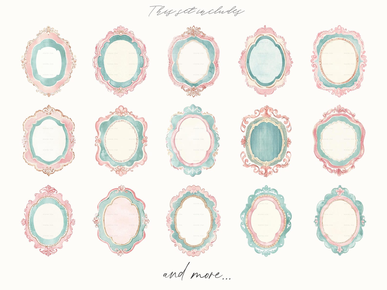 Blue Pastel Frames Clipart: Victorian Style Borders, Shabby Chic ...