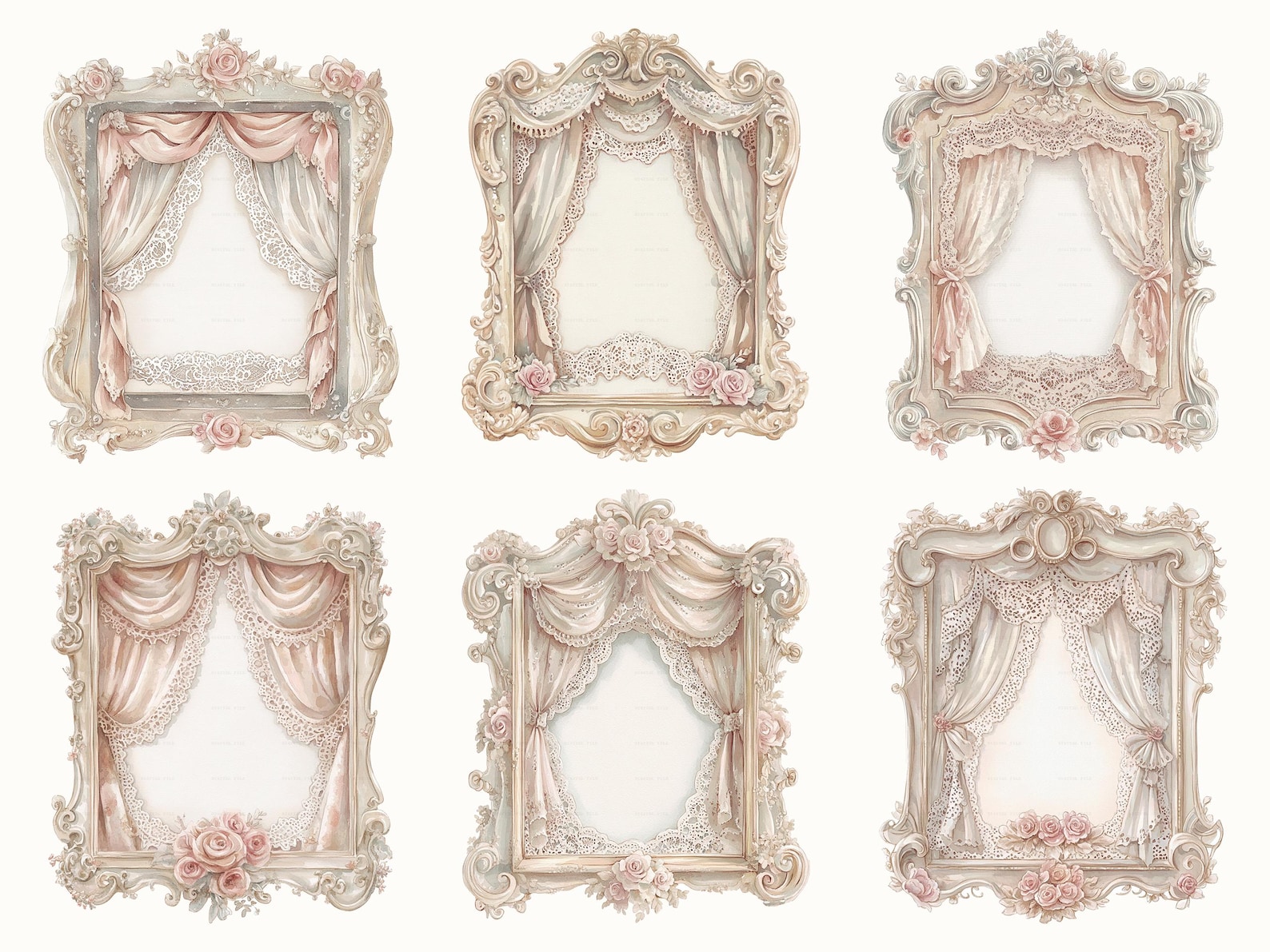 Rococo Theatre 35 Clipart: DIGITAL Victorian Borders, Lace and Fabric ...