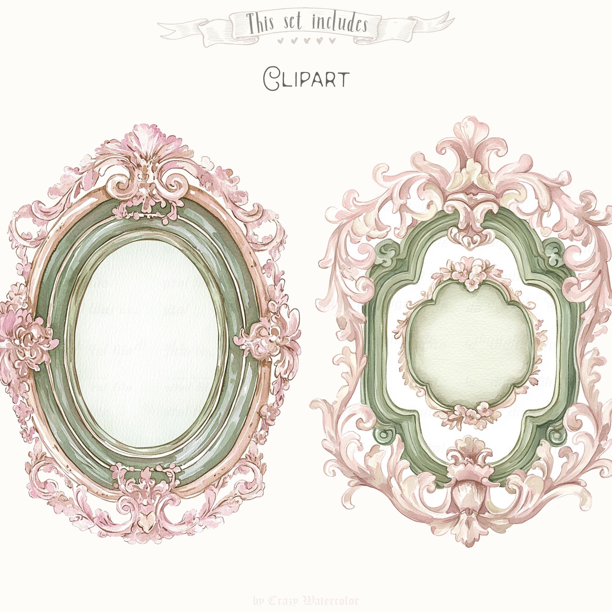 Shabby Green Frames 50 Clipart: DIGITAL Victorian Style Borders, Rustic ...