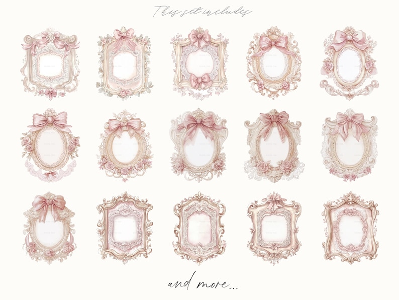 Victorian Frames Clipart: Shabby Chic, Coquette, Pastel Pink (digital ...