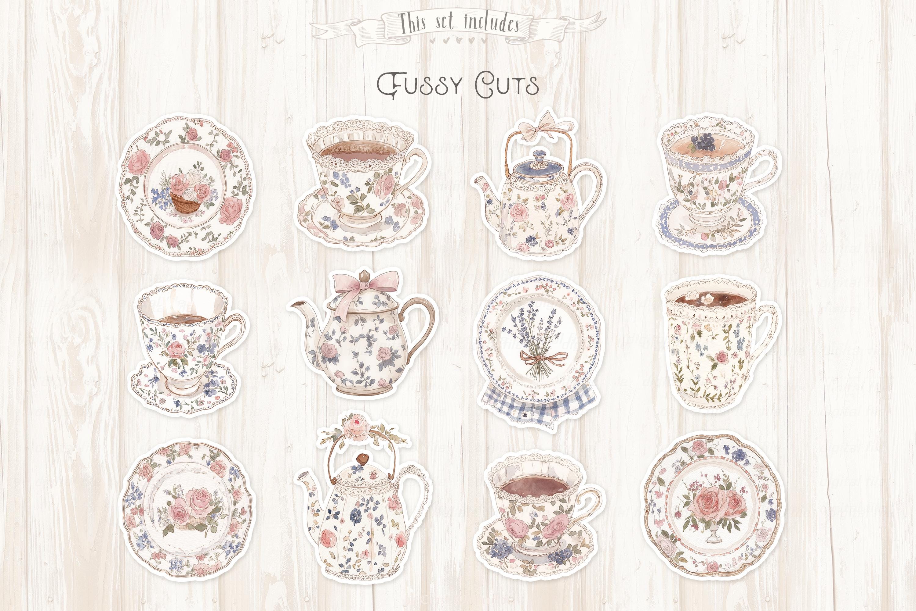 Victorian Ephemera Kit: Watercolor Stickers for Scrapbooking (digital ...