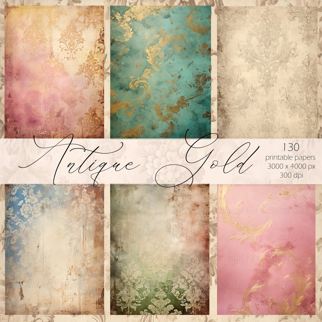Antique Gold Junk Journal Pages: Victorian Ephemera (digital Download ...