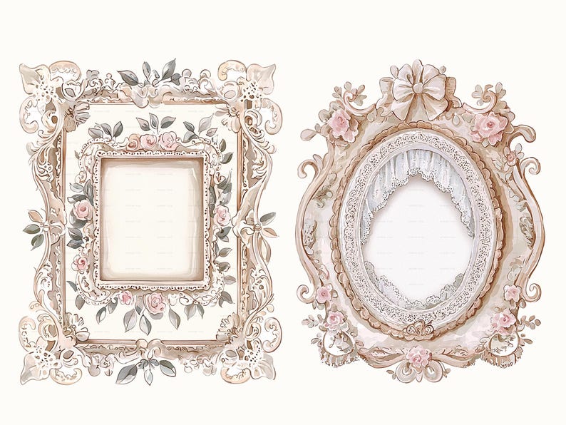 Cream Shabby Frames Clipart: Victorian Rustic Borders (digital Download ...