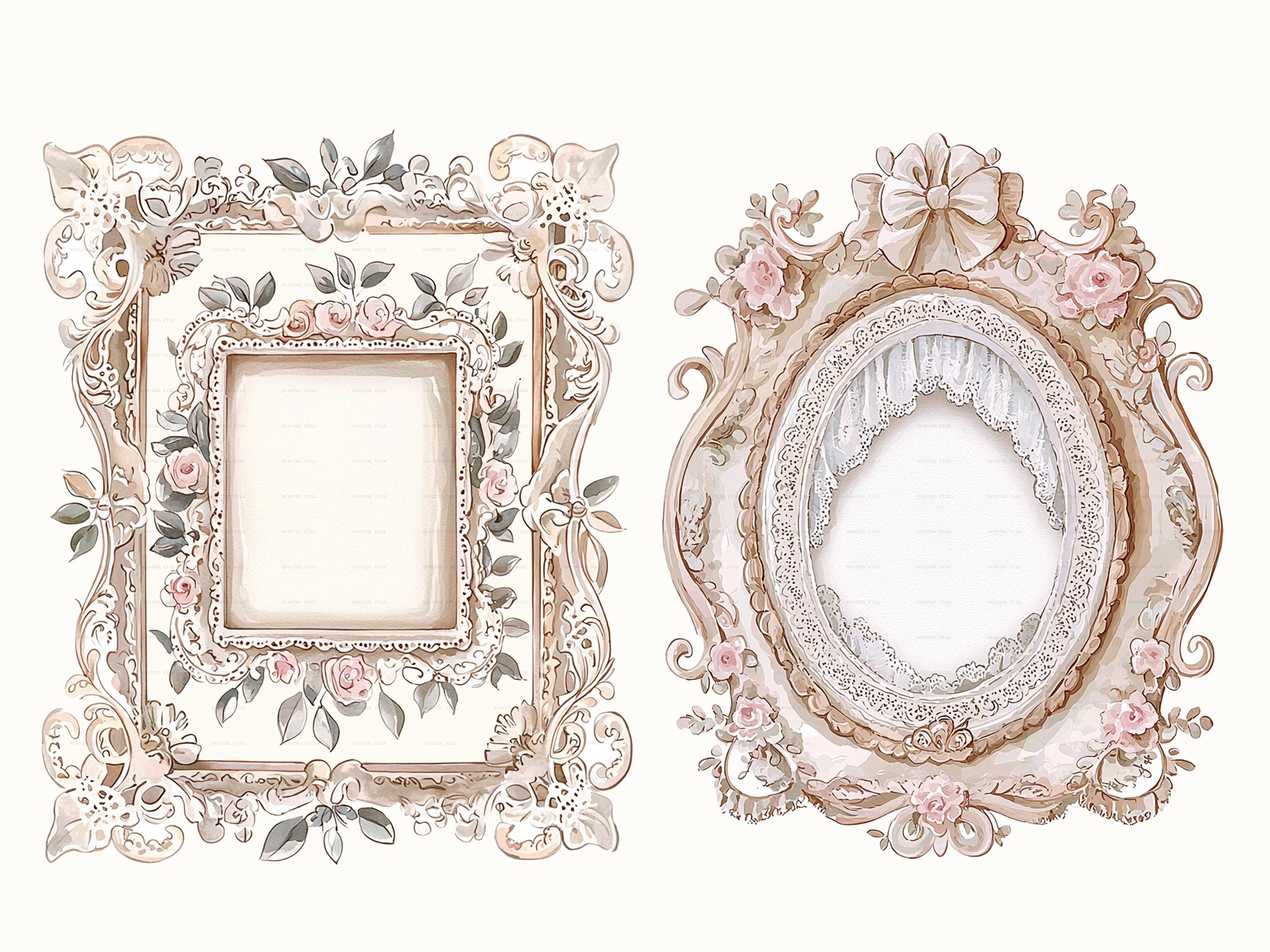 Cream Shabby Frames 50 Clipart: DIGITAL Victorian Borders, Rustic ...