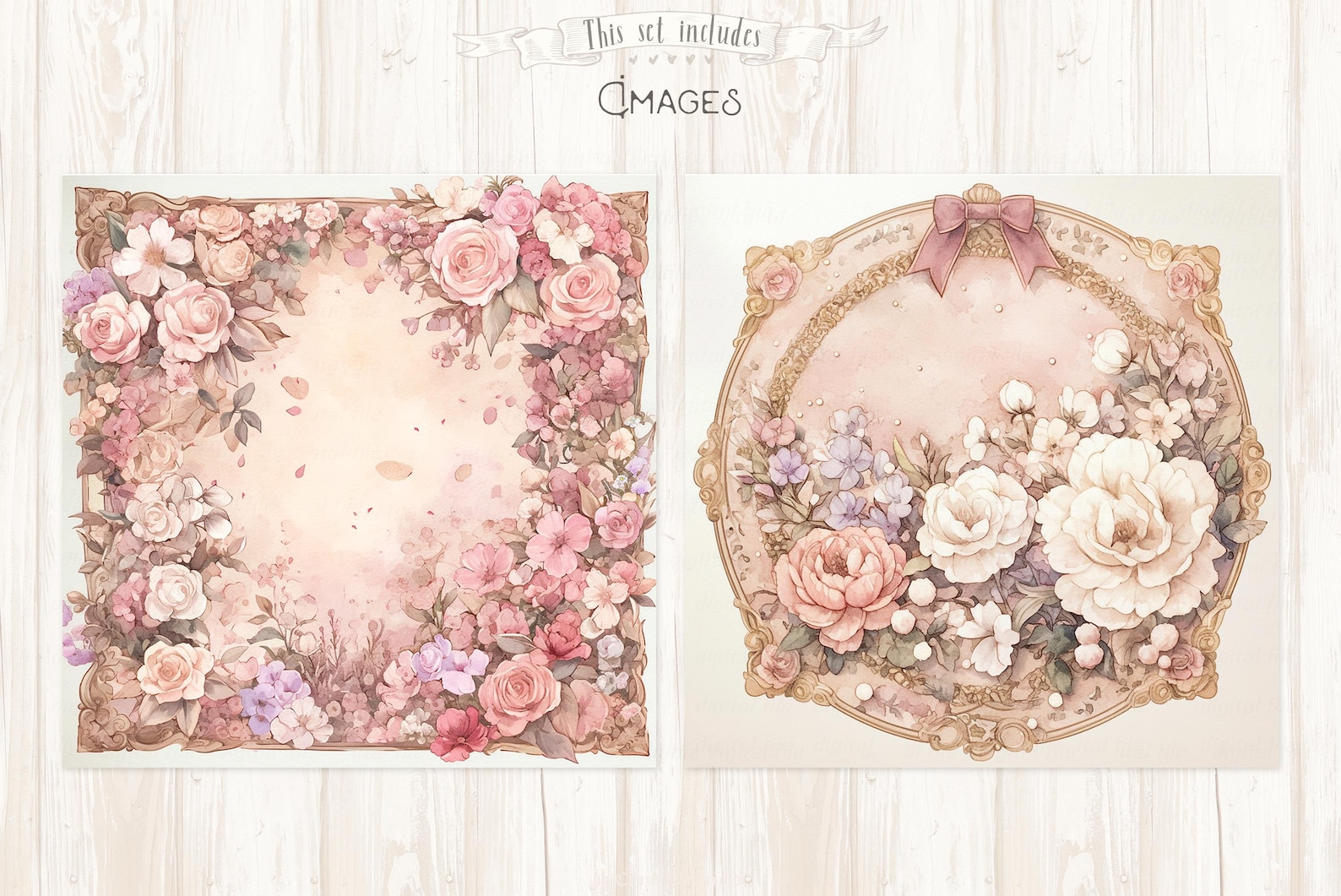 Shabby Chic Bouquet 30 Images : Watercolor Floral Clipart, Vintage ...
