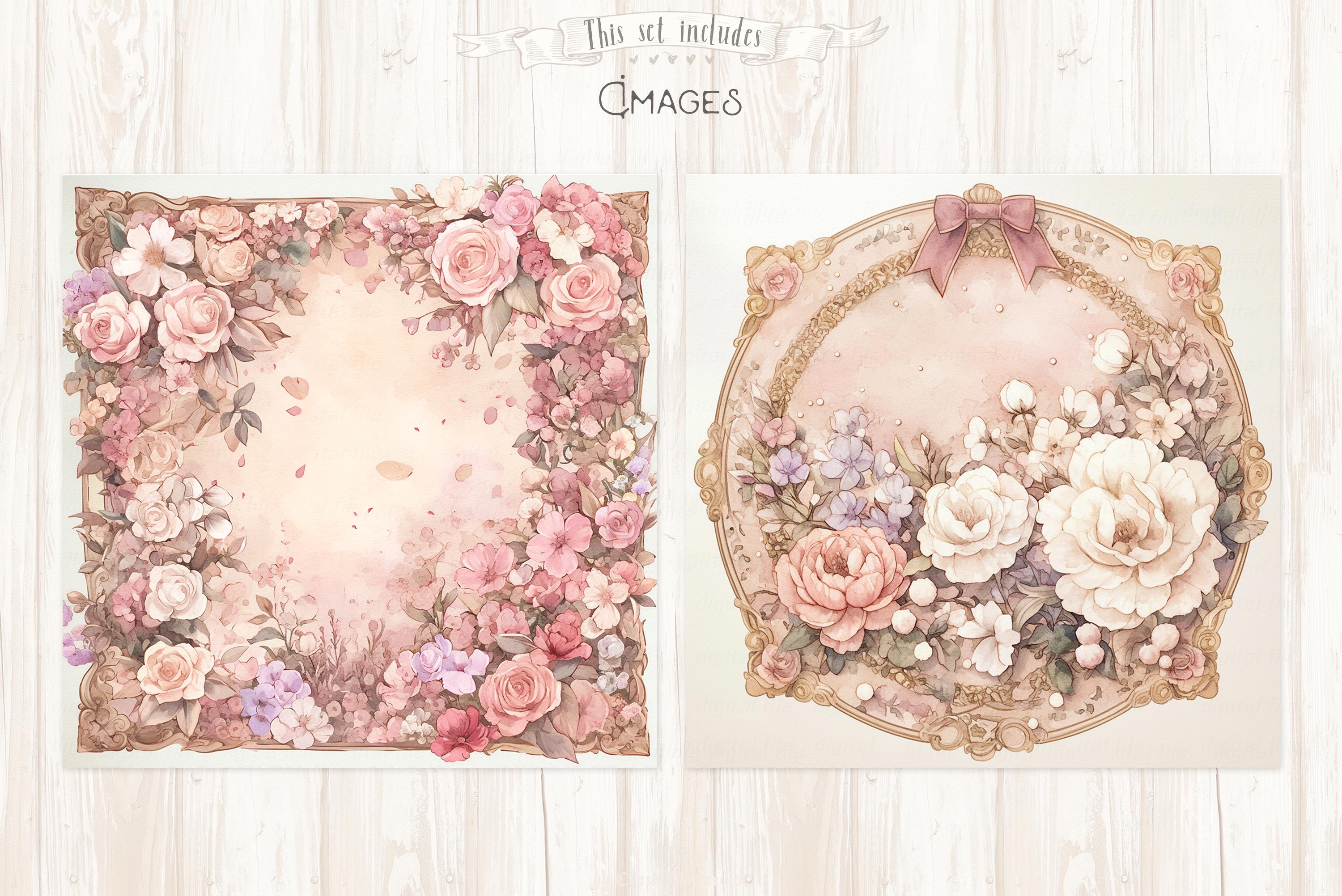 Shabby Chic Bouquet 30 Images : Watercolor Floral Clipart, Vintage ...