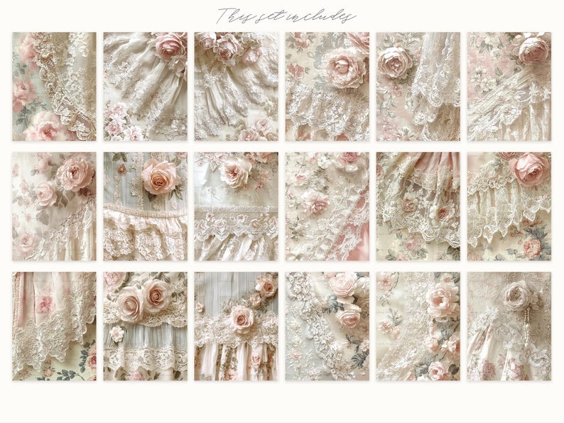 Lace & Keys Ephemera: Shabby Chic Scrapbook Paper (digital Download) - Etsy