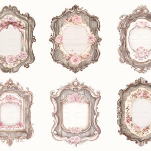 Grey Shabby Frames 60 Clipart: DIGITAL Victorian Style Borders, Rustic ...