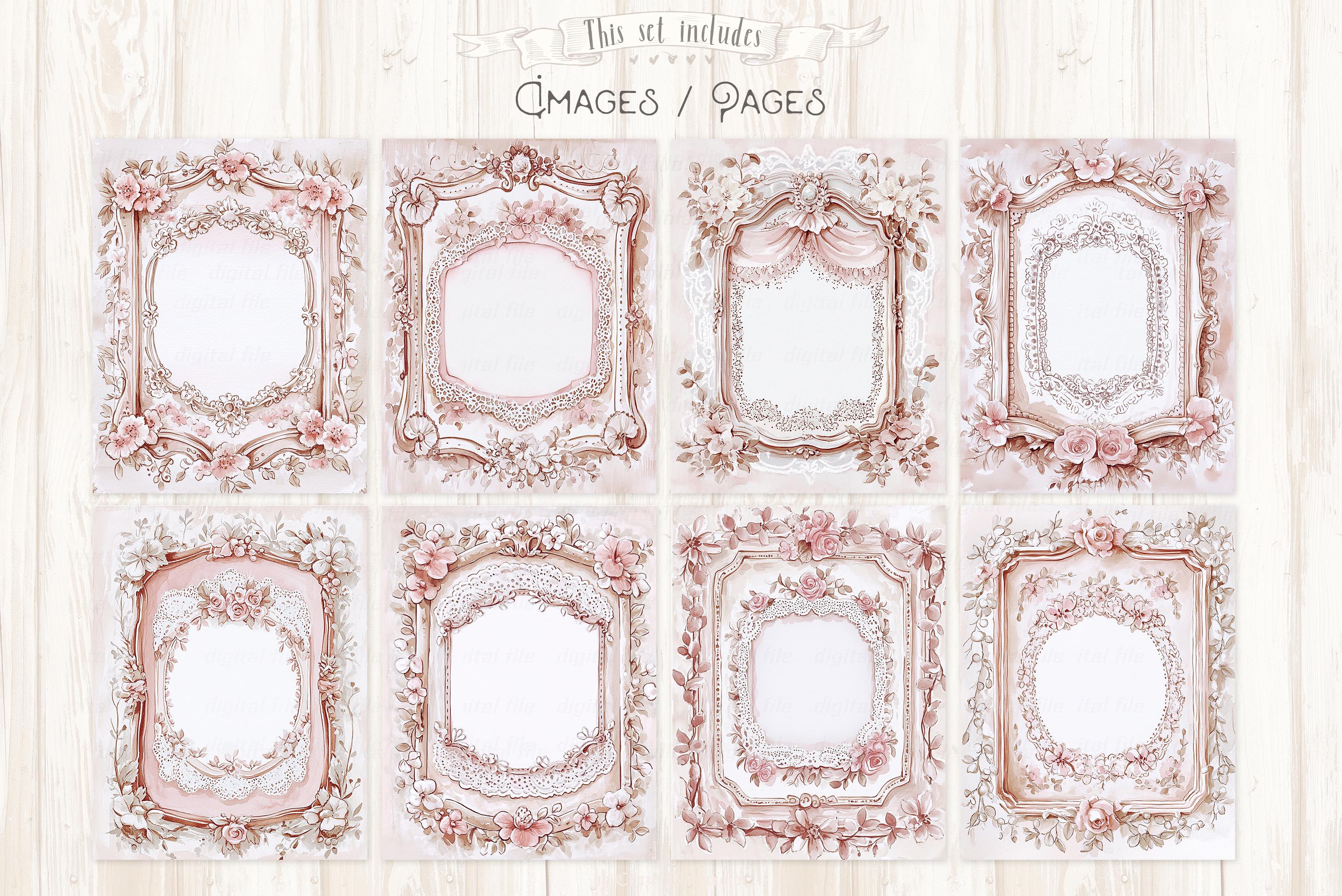 Pastel Shabby Frames 40 Images: Planner Empty Pages, Invitations ...