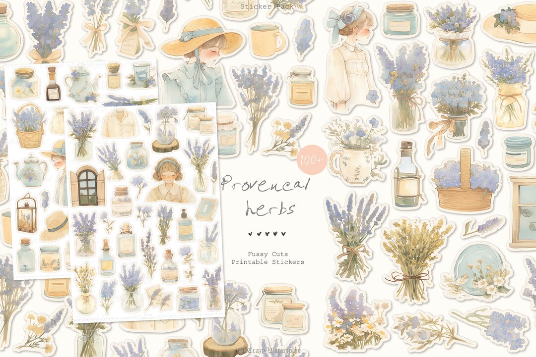 Provencal Herbs Fussy Cuts Lavender Planner Stickers Printable Provence ...