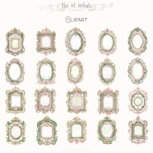 Shabby Green Frames 50 Clipart: DIGITAL Victorian Style Borders, Rustic ...