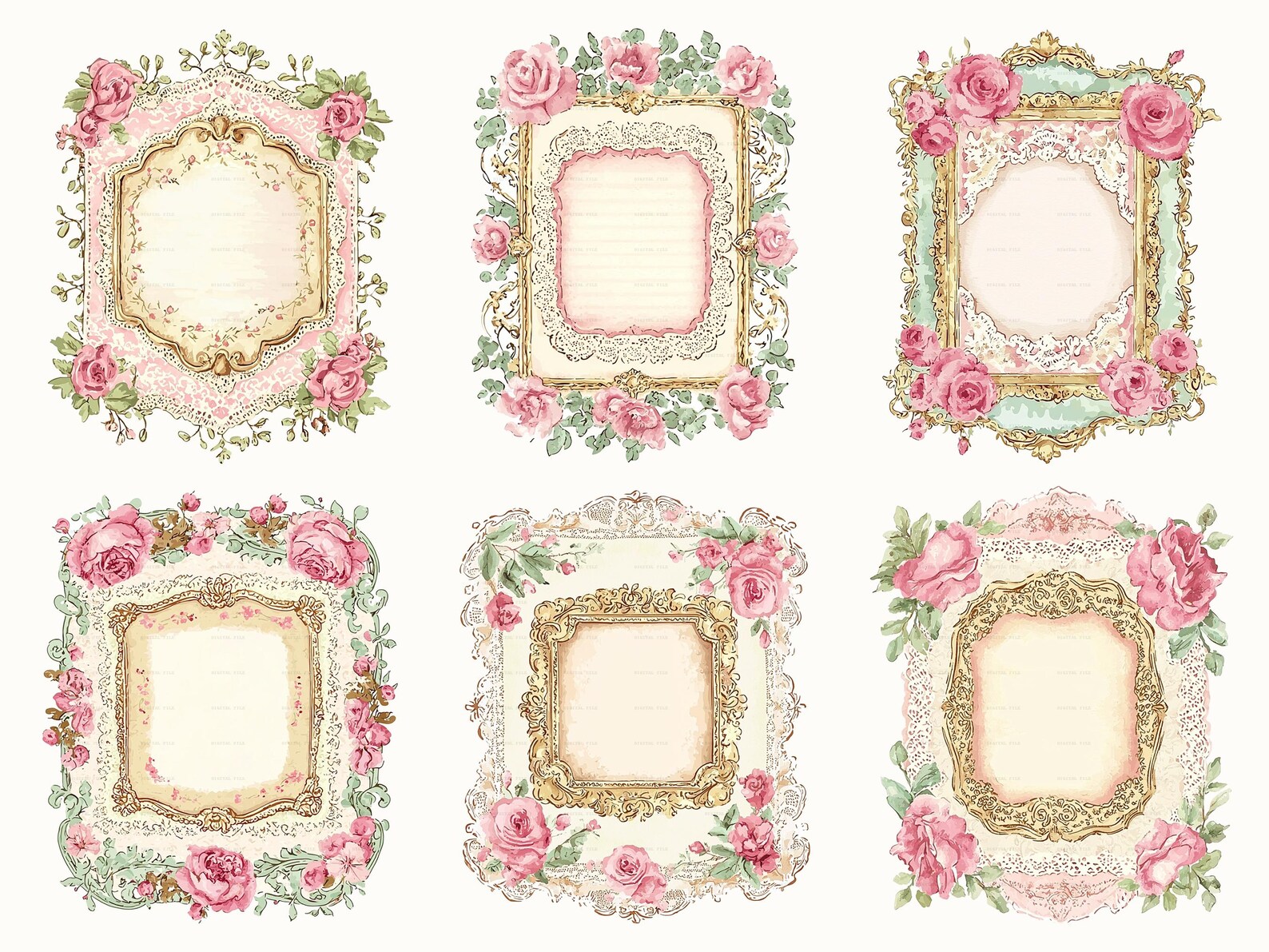 Cottagecore Frames Clipart: Victorian Borders, Shabby Chic (digital ...