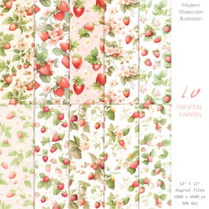 Strawberry Seamless Patterns: Kawaii Fruits, Pastel Scrapbook Paper ...