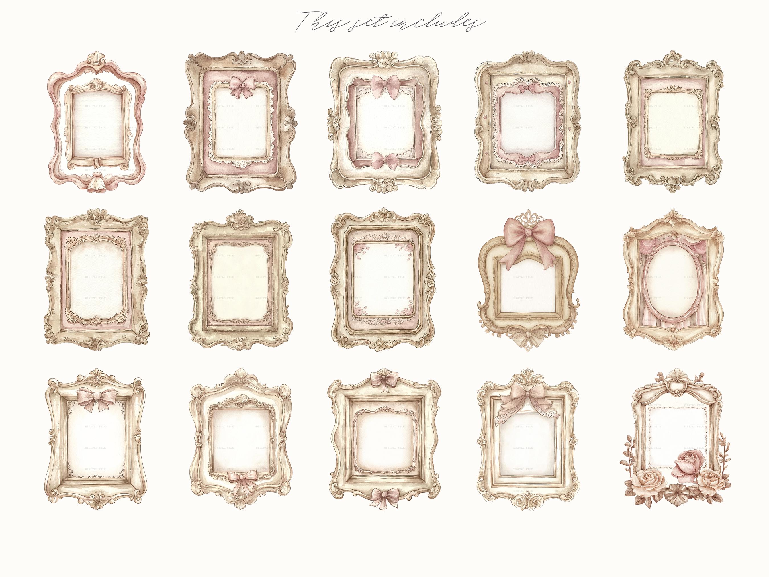 Victorian Beige Frames Clipart: Shabby Chic Ephemera (digital Download ...