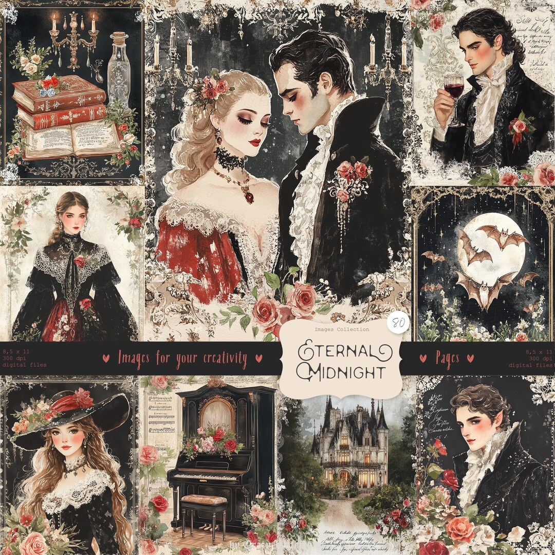 Watercolor Vampire Clipart: Gothic Halloween Printable Images (digital ...