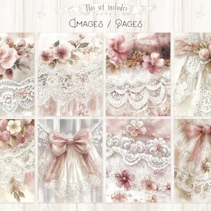 Romantic Lace Ephemera: Shabby Chic Scrapbook Paper (digital Download ...