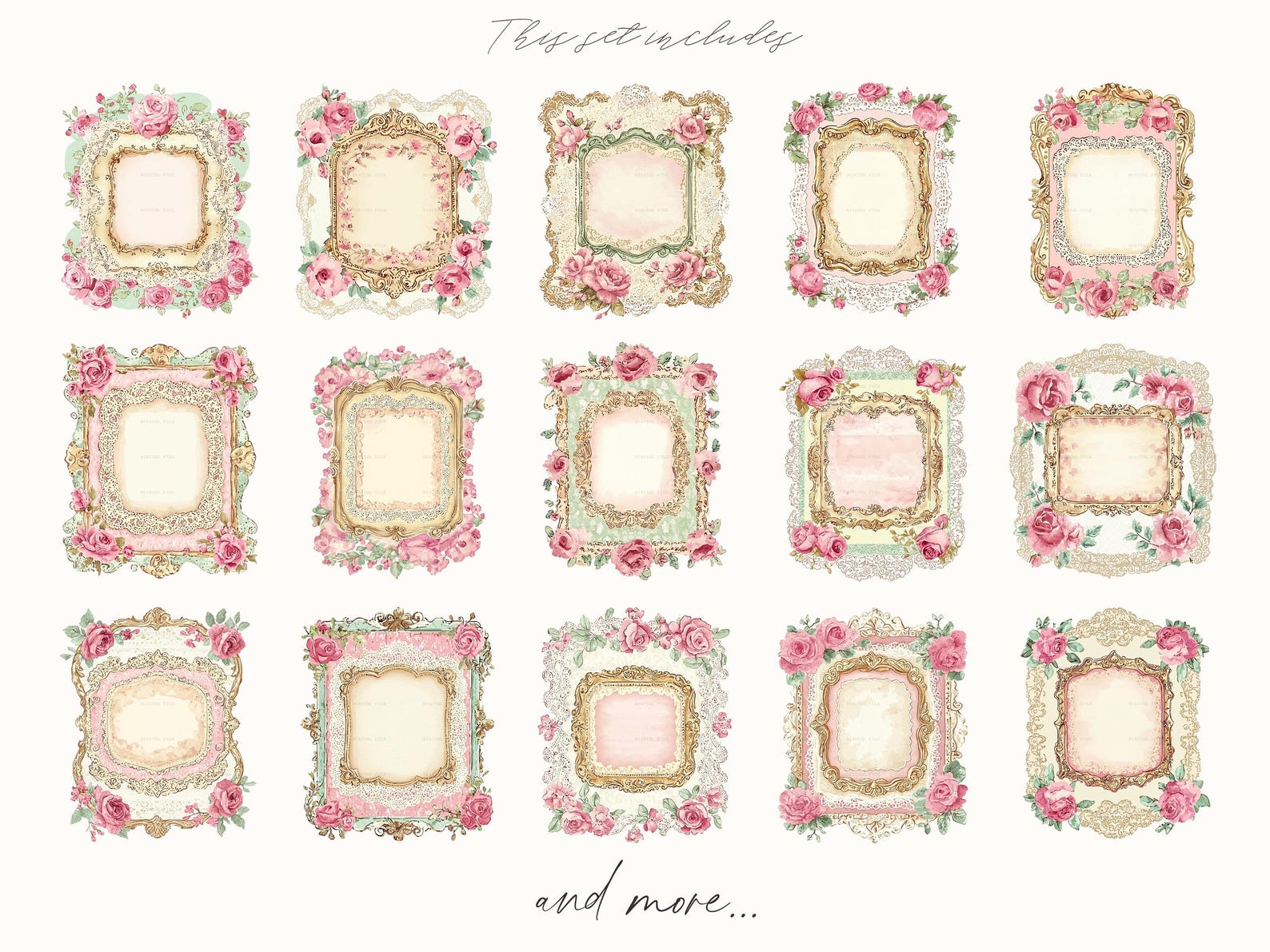 Cottagecore Frames 50 Clipart: DIGITAL Victorian Style Borders, Rustic ...