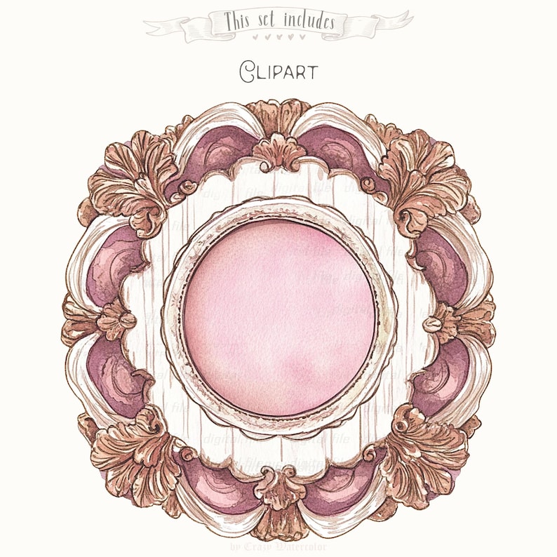 Shabby Chic Frames Clipart: Victorian Style, Pink Ephemera (digital ...