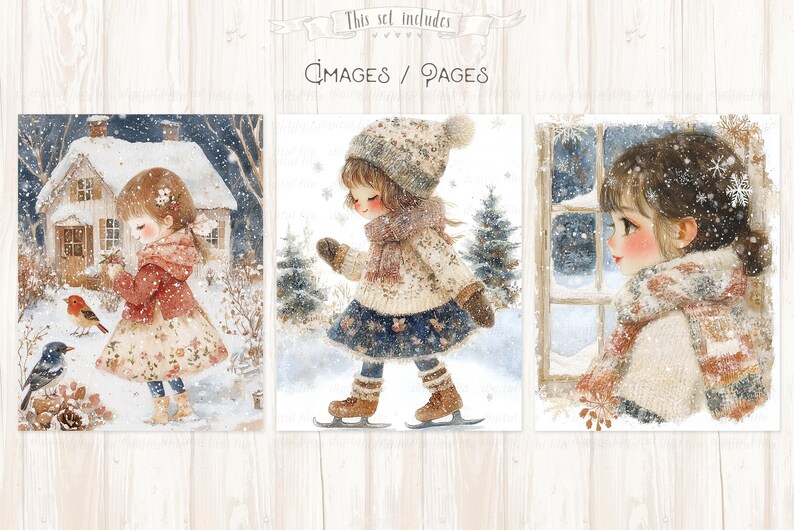Watercolor Winter Girl Clipart: Cozy Holiday Images (digital Download ...