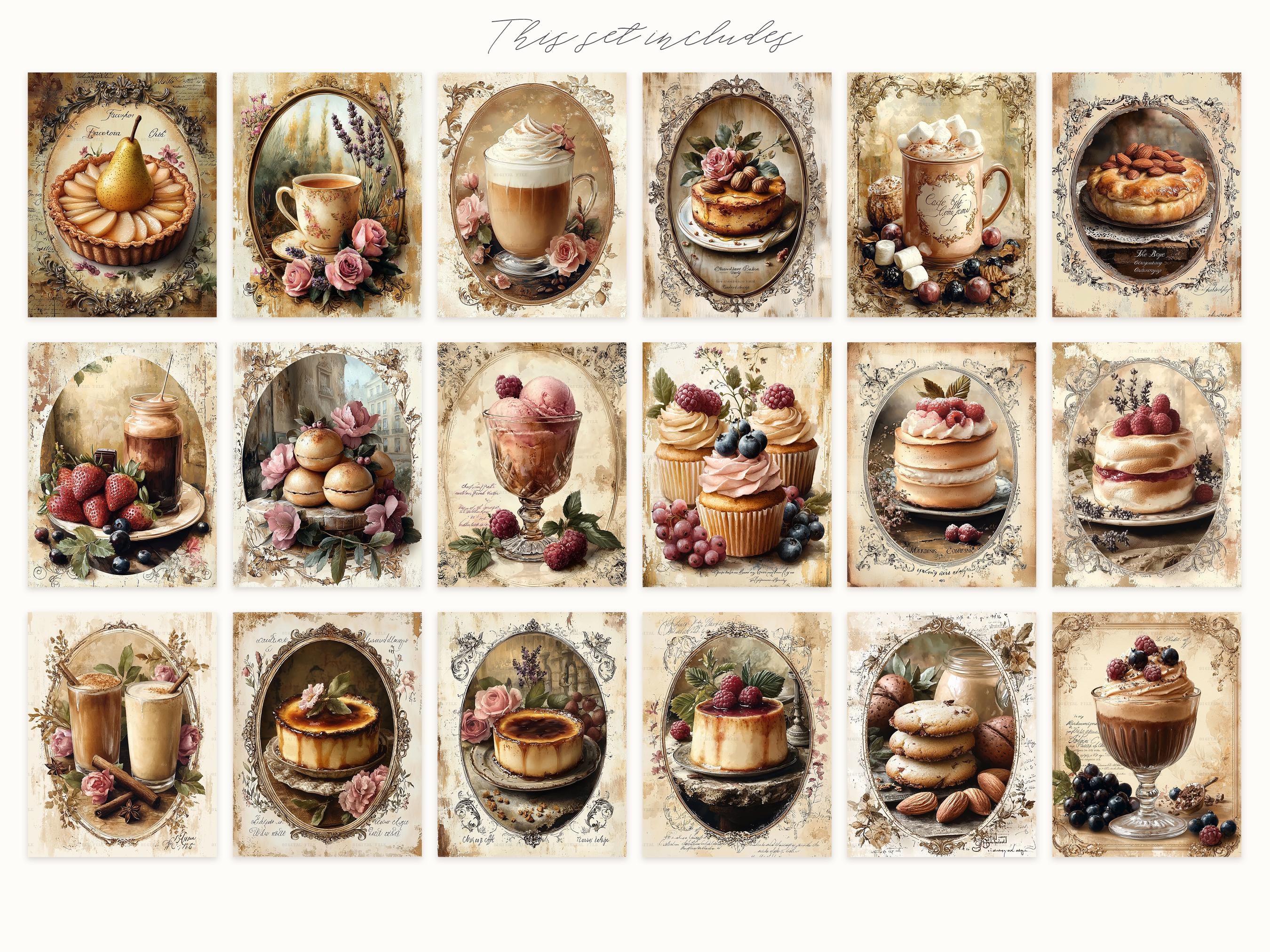 Royal Desserts 150 Images: DIGITAL Junk Journal Pages, Vintage Sweets ...