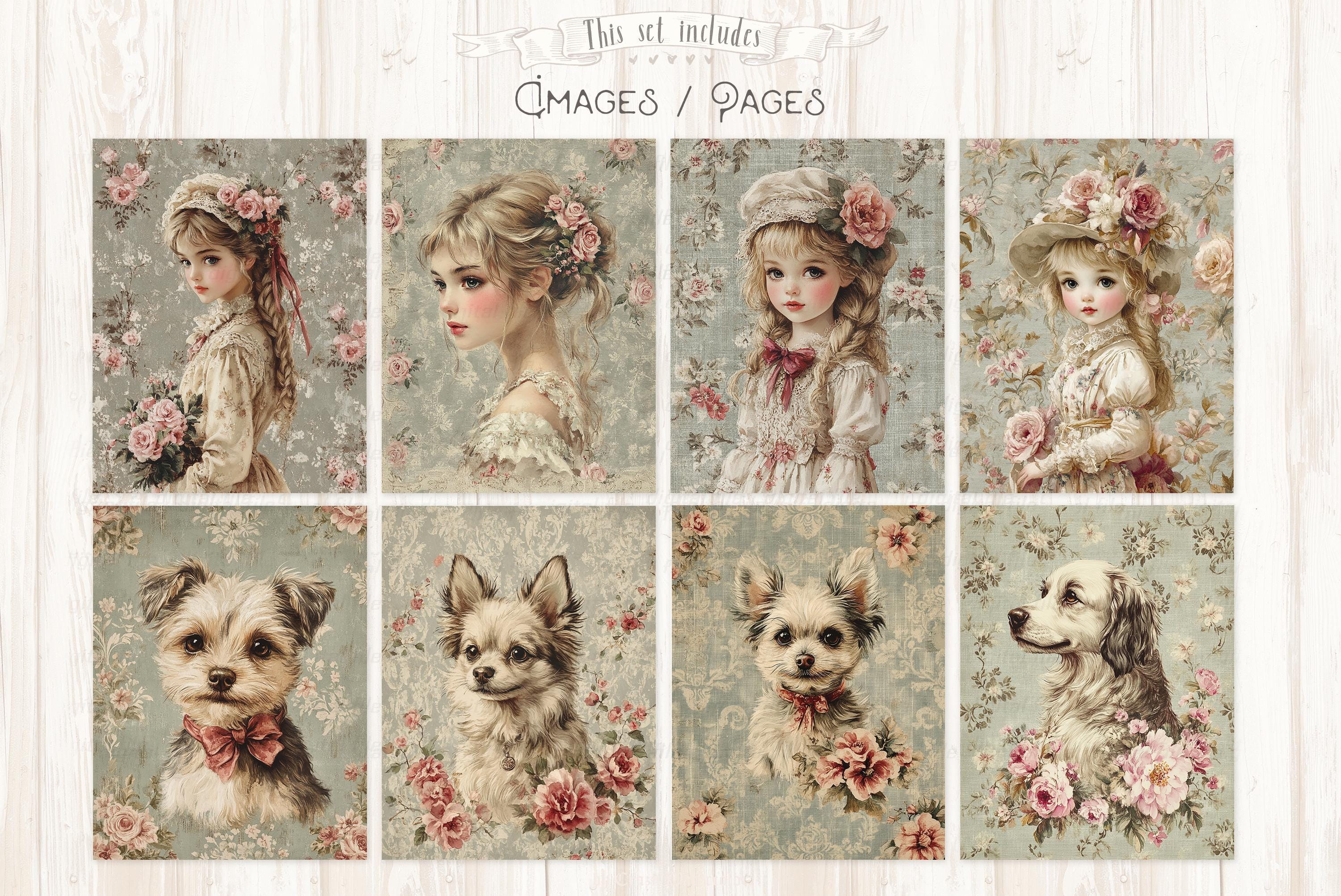 Classic Romance 60 Images: Watercolor Vintage Pages, Retro Women ...