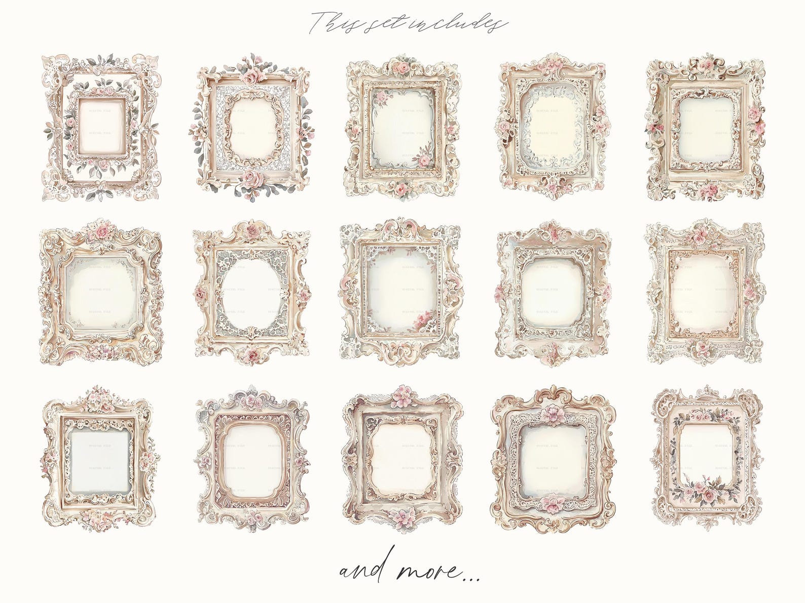Cream Shabby Frames 50 Clipart: DIGITAL Victorian Borders, Rustic ...