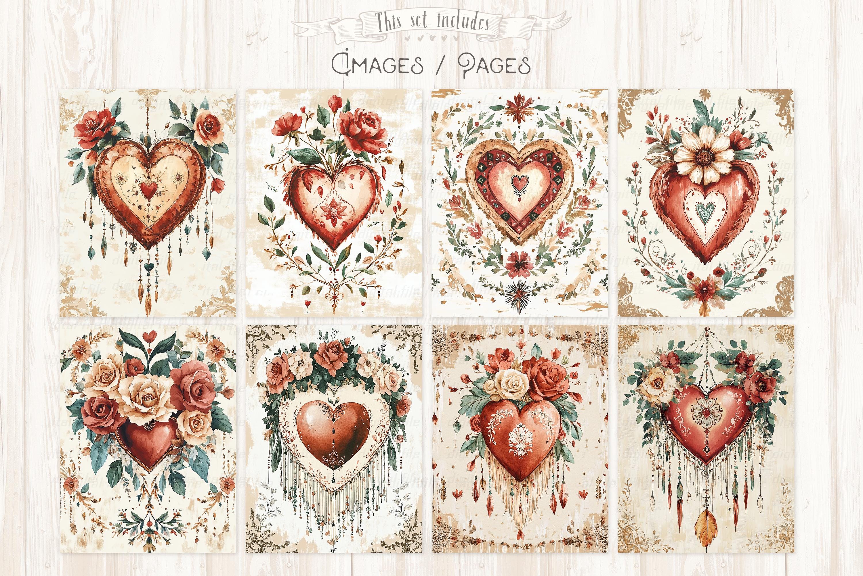 Wild Hearts 36 Images, Pages: Watercolor Boho Love Clipart, American ...