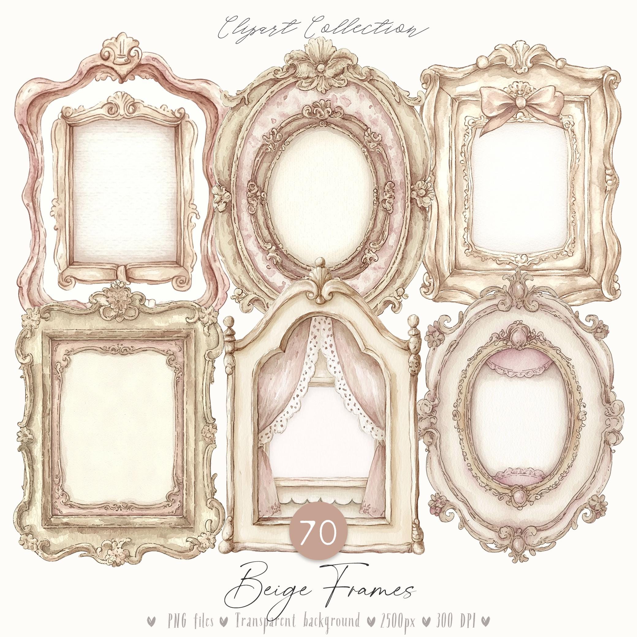 Victorian Beige Frames Clipart: Shabby Chic Ephemera (digital Download ...