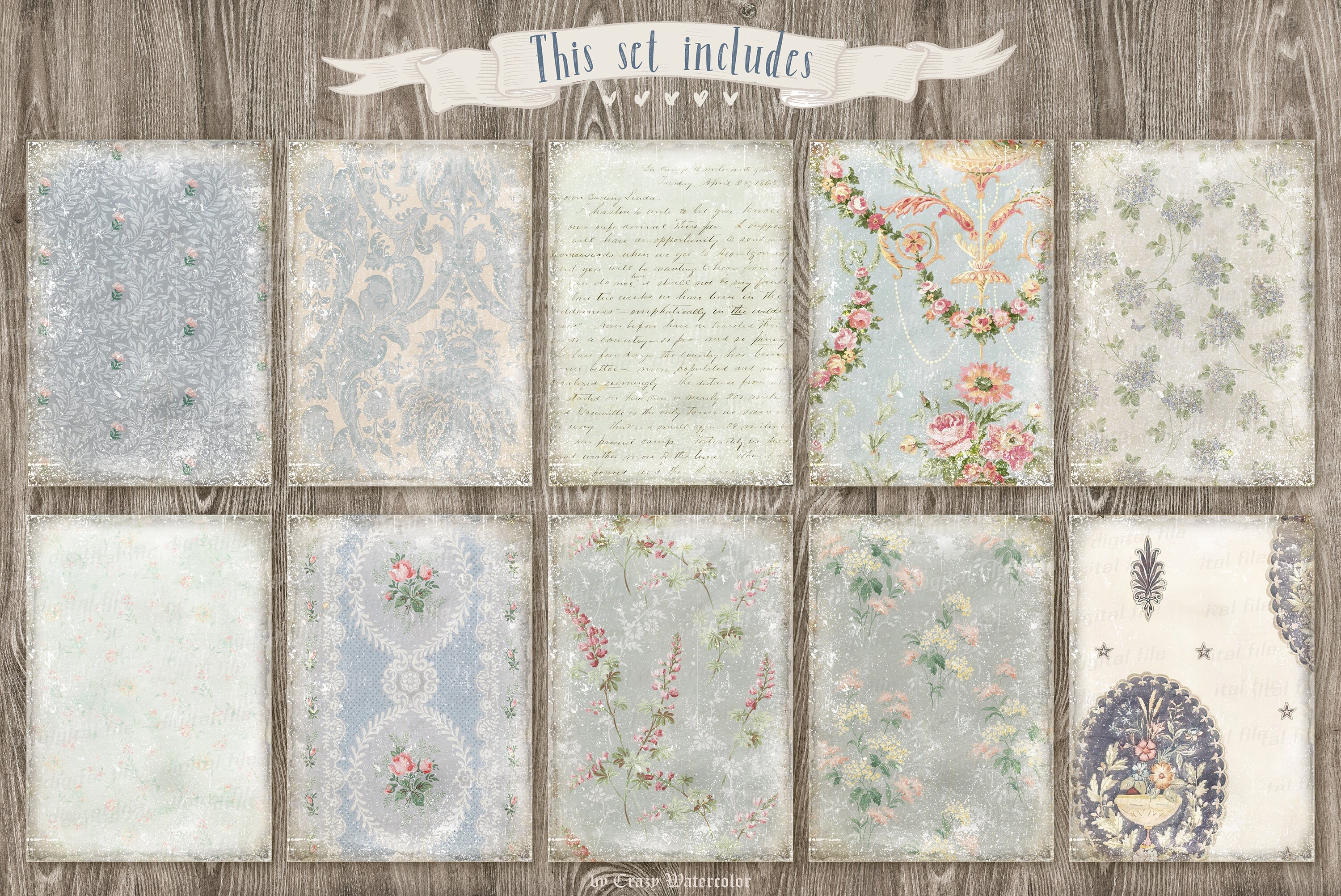 Vintage Shabby Chic Paper: Victorian Scrapbook Pages (digital Download ...