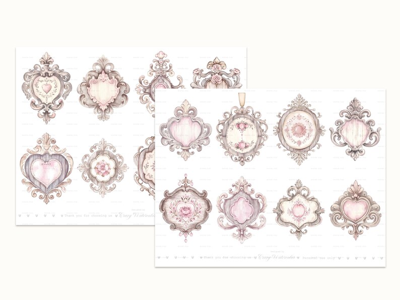 Rococo Reverie 40 Fussy Cuts and Cliparts: DIGITAL Vintage Baroque PNG ...